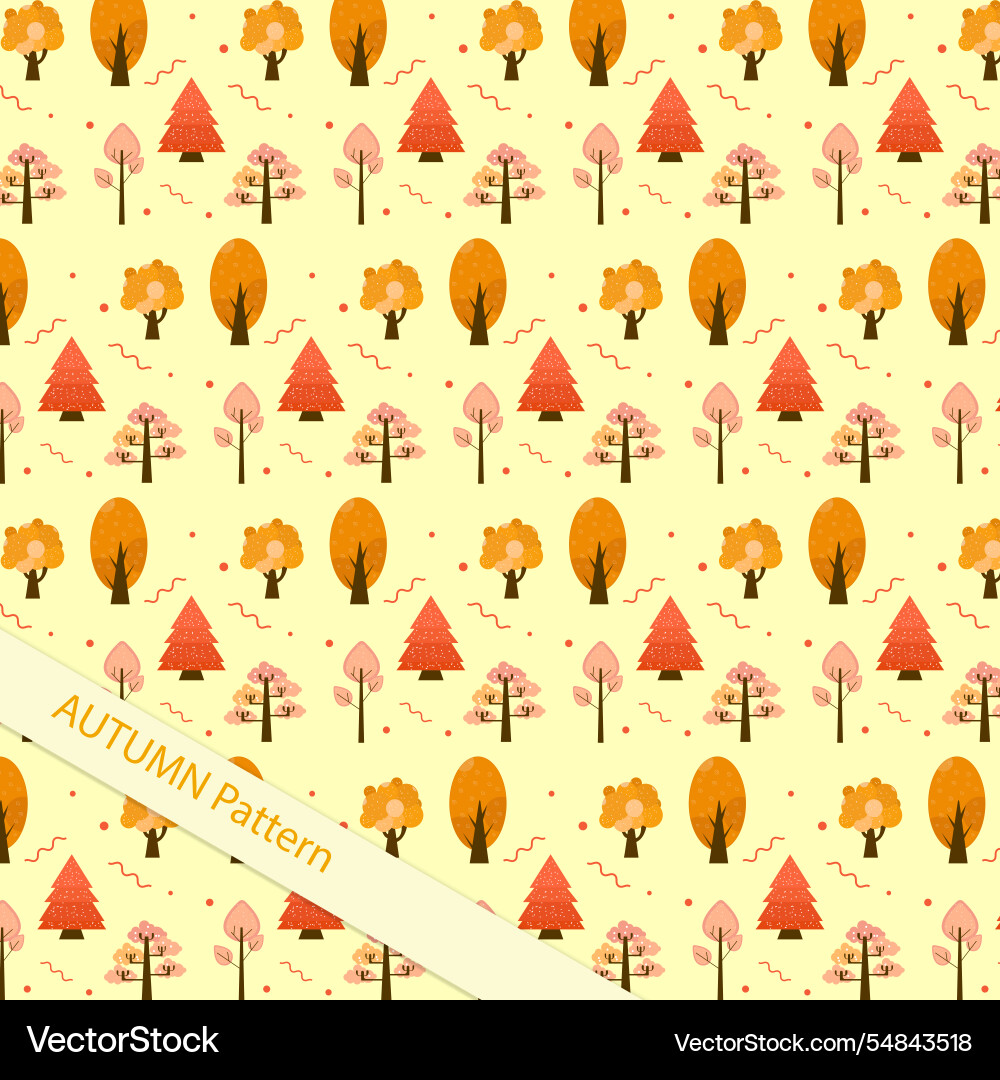 Hand drawing autumn tree pattern cute cartoon Vector Image