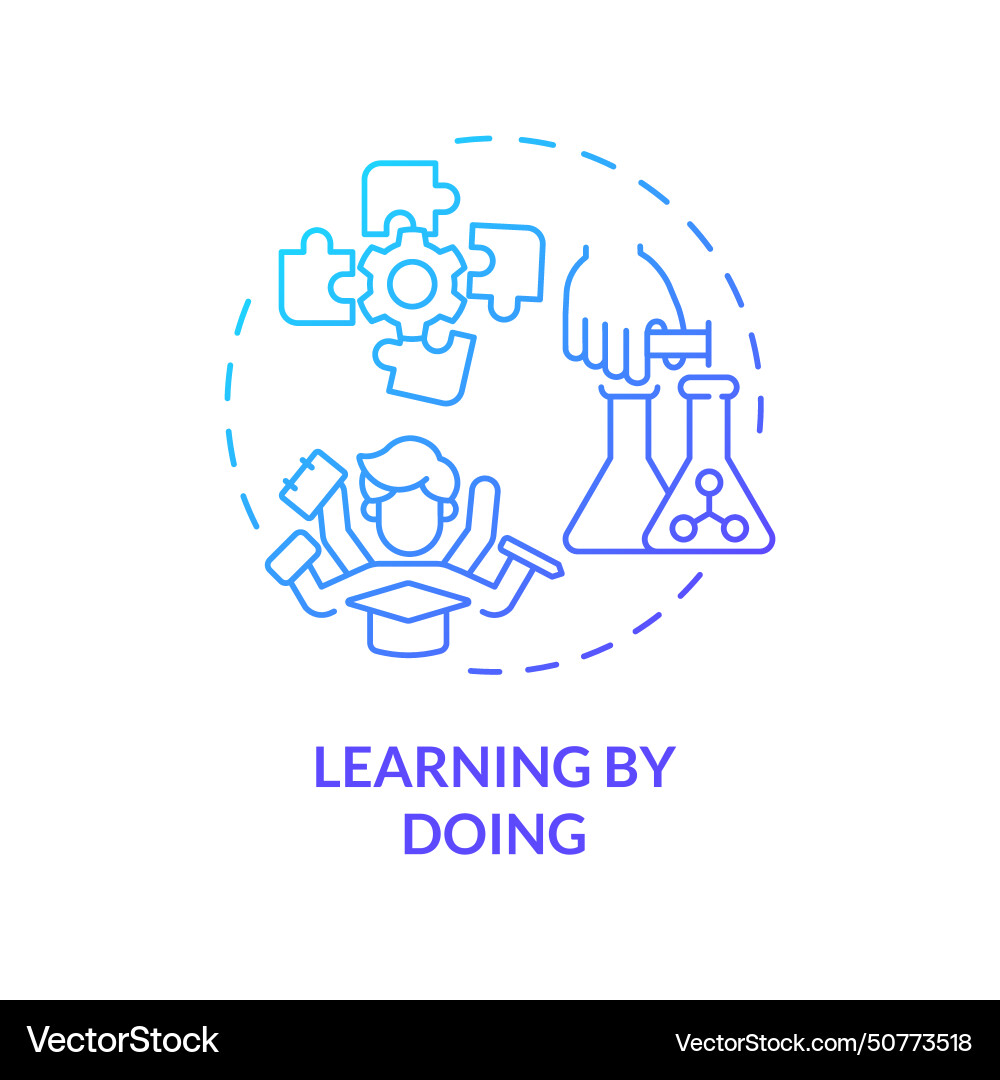 Learning by doing blue gradient concept icon Vector Image
