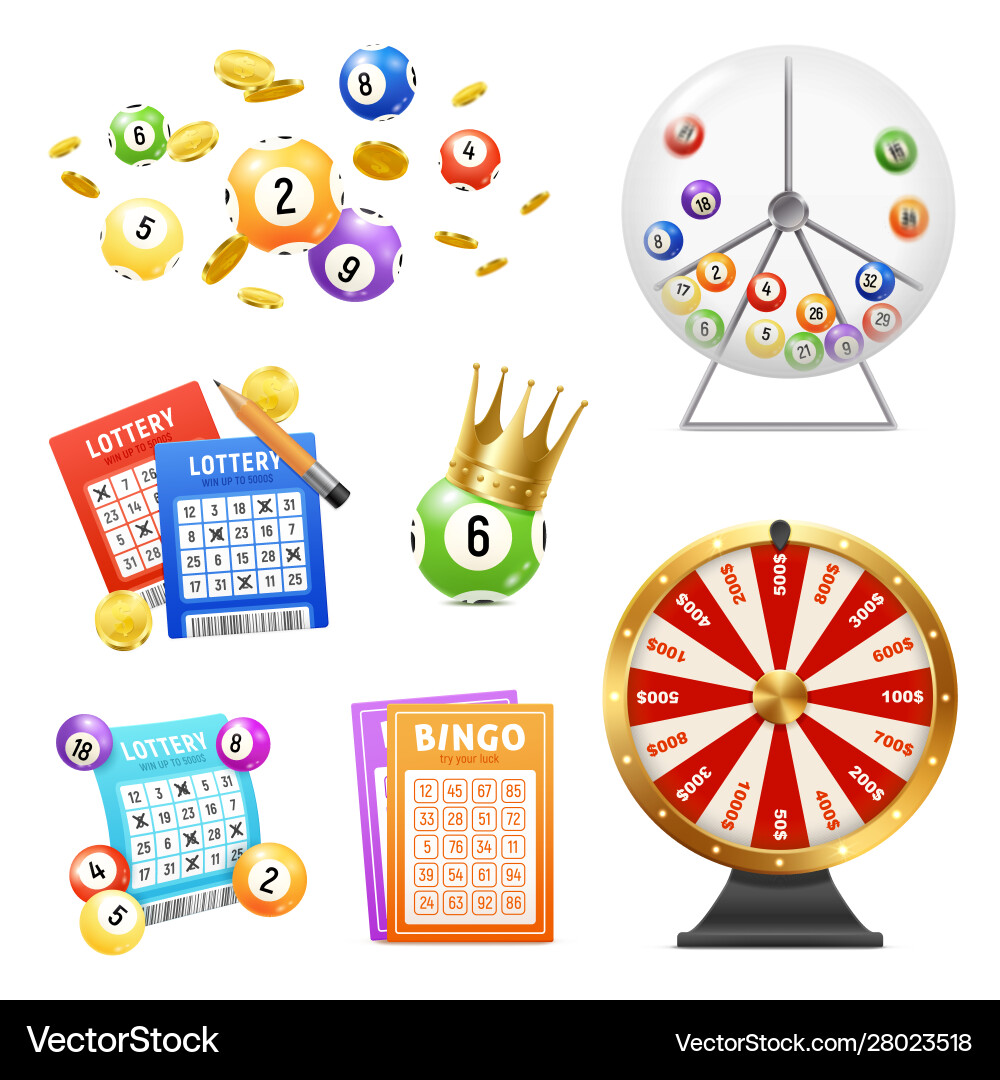 Lottery Ticket & Ball Set Royalty Free Vector Image