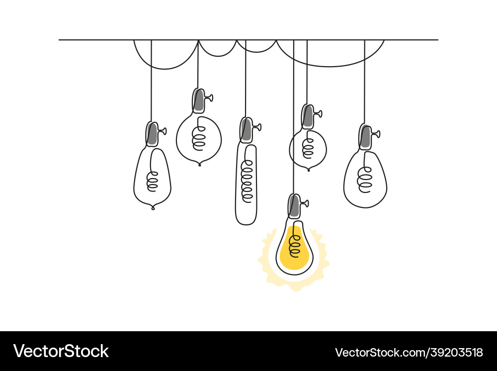 One continuous line drawing of hanging loft light Vector Image
