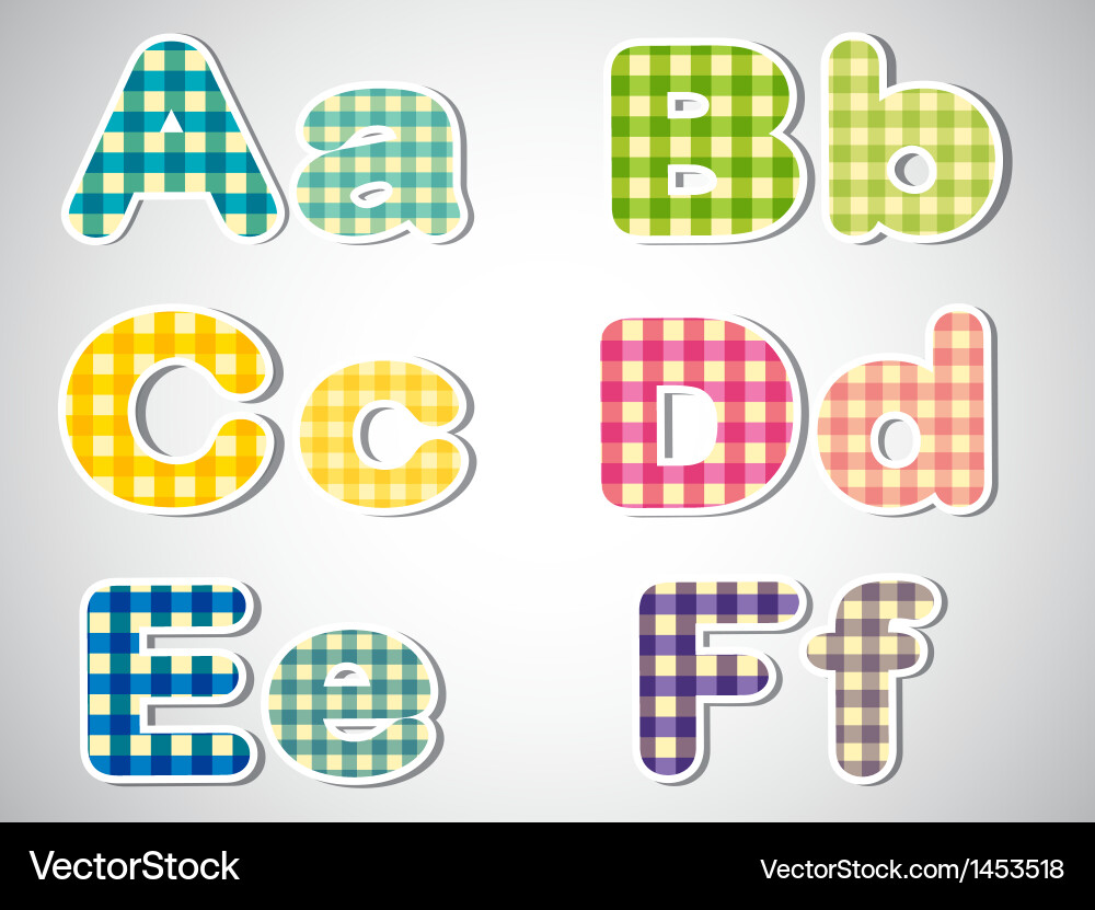 Six letters in alphabetical order Royalty Free Vector Image