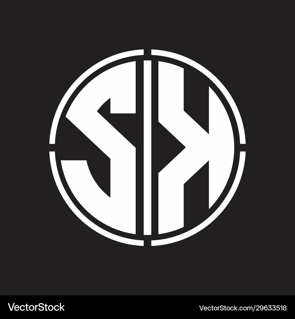 Sk logo initial with circle line cut design Vector Image