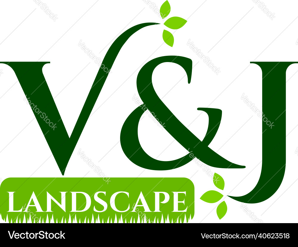 V and j landscape logo design Royalty Free Vector Image