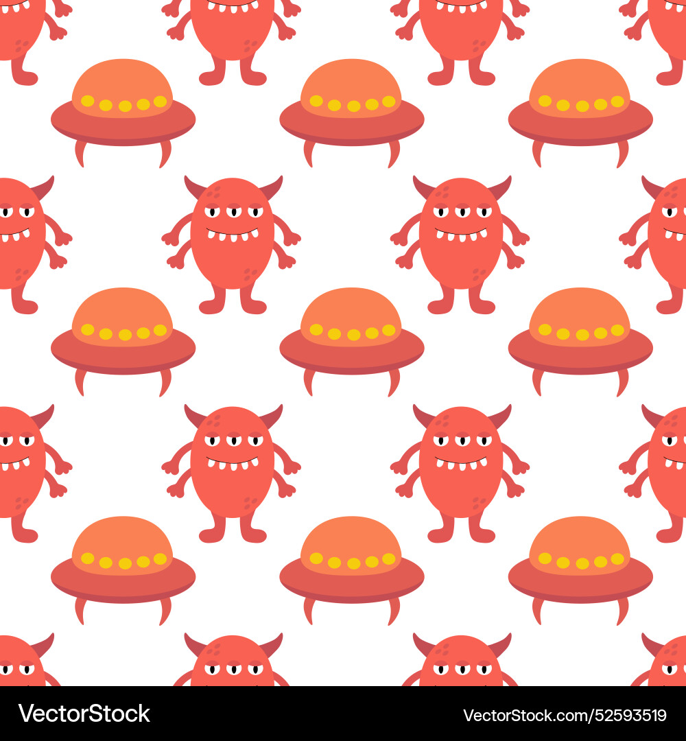 Alien spaceship spacecrafts and ufo red Royalty Free Vector