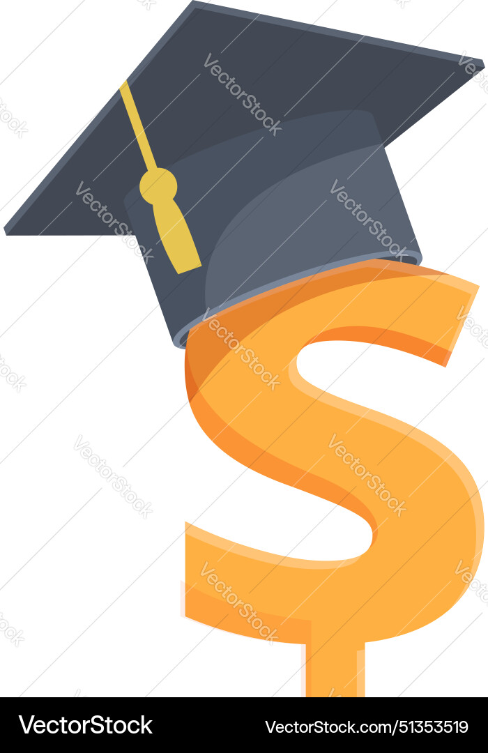 Graduation cap on dollar sign concept Royalty Free Vector
