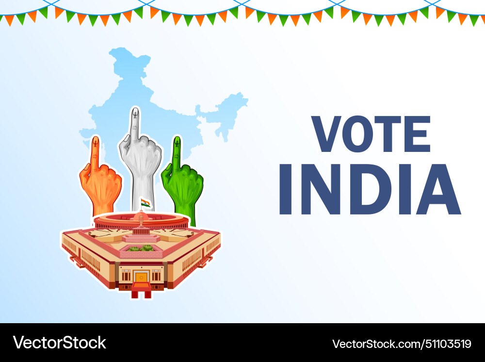 Indian people hand with voting sign showing Vector Image