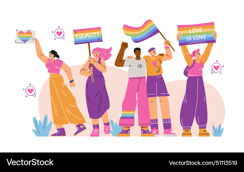 Pride day flat with lgbtq flags and unity Vector Image