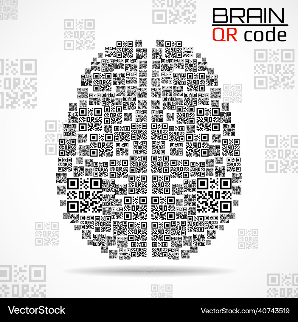 Qr code brain silhouette human Royalty Free Vector Image