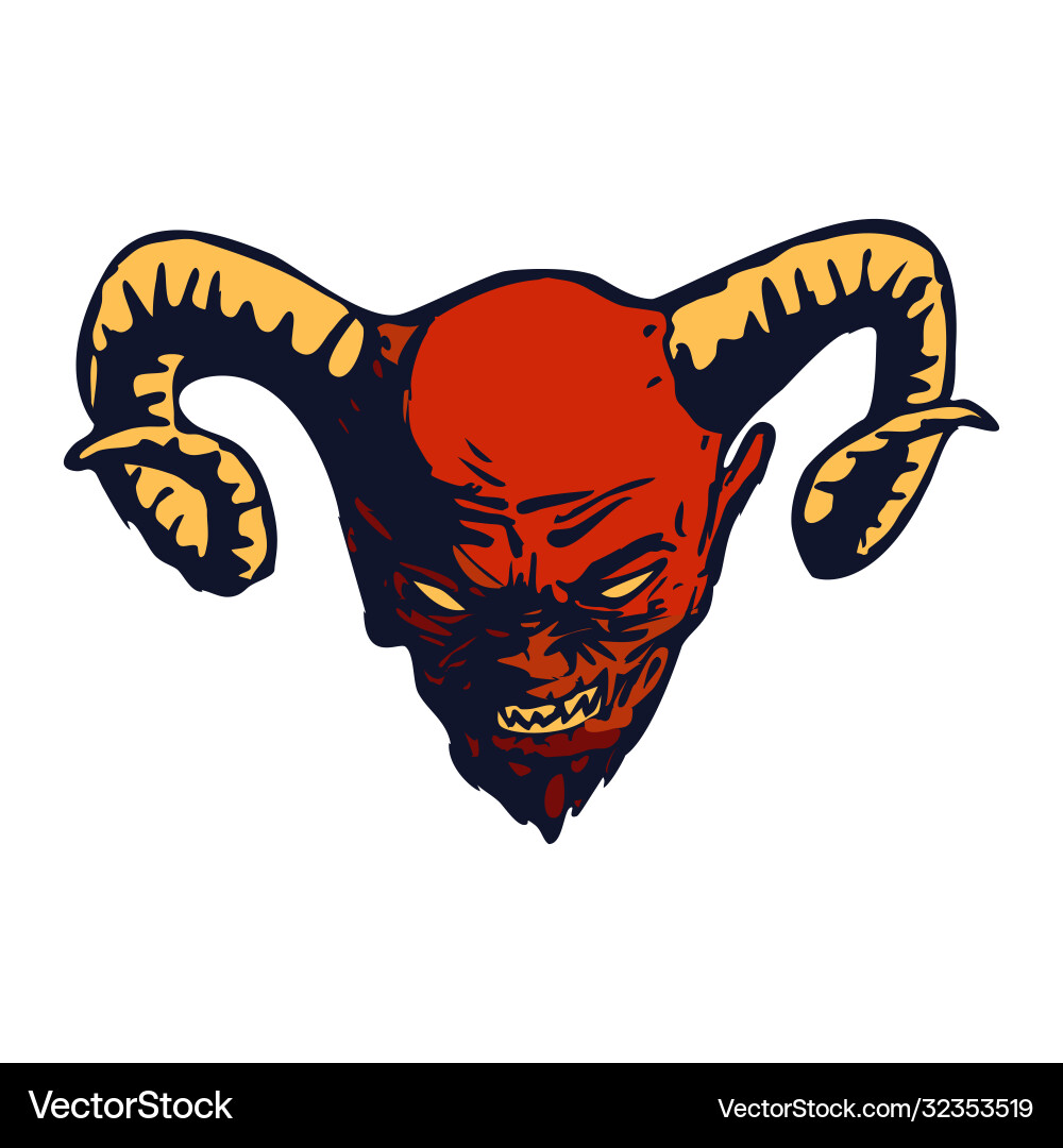 Red devil head design Royalty Free Vector Image