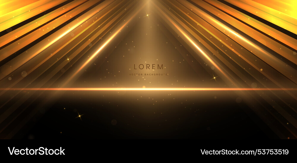 Scene elegant gold glowing lines with lighting Vector Image