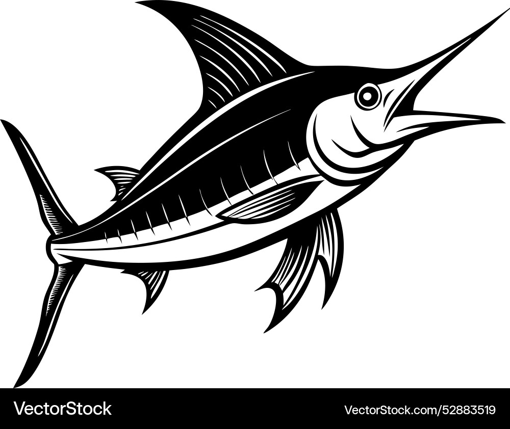 Swordfish silhouette black Royalty Free Vector Image
