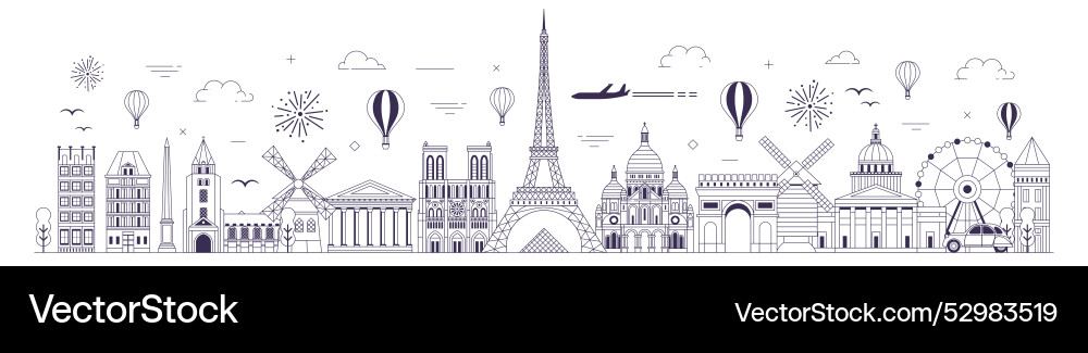 Travel paris web banner with popular landmarks Vector Image