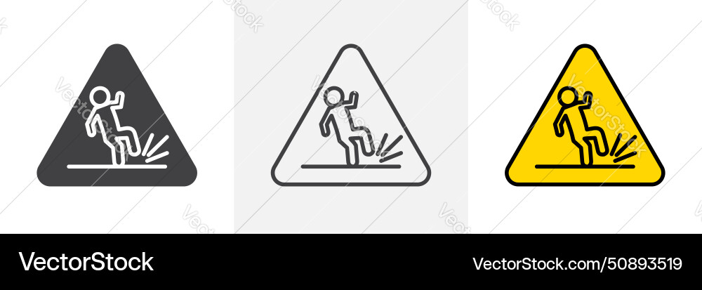 Wet floor sign icon set caution for slippery Vector Image