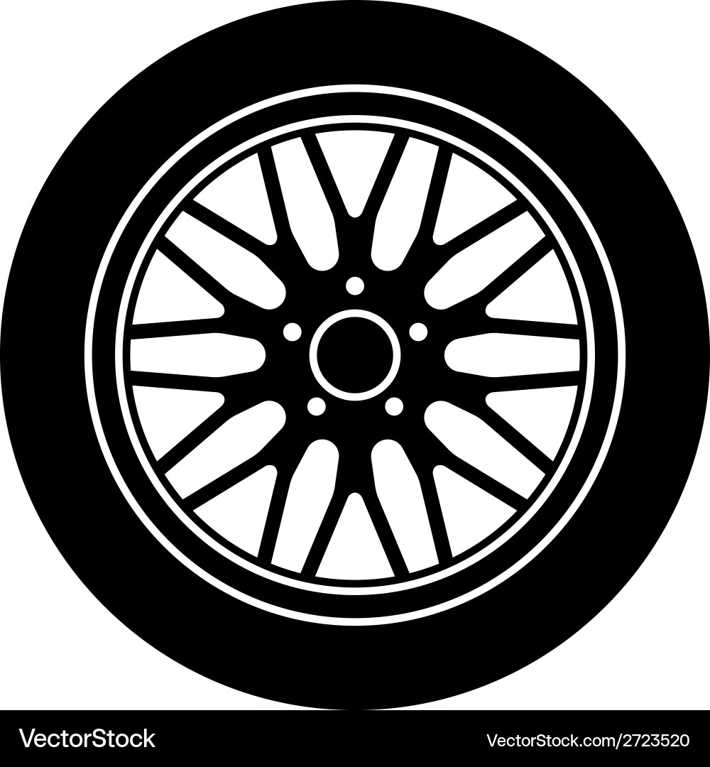 Black and White Car Wheel Symbol Royalty Free Vector Image