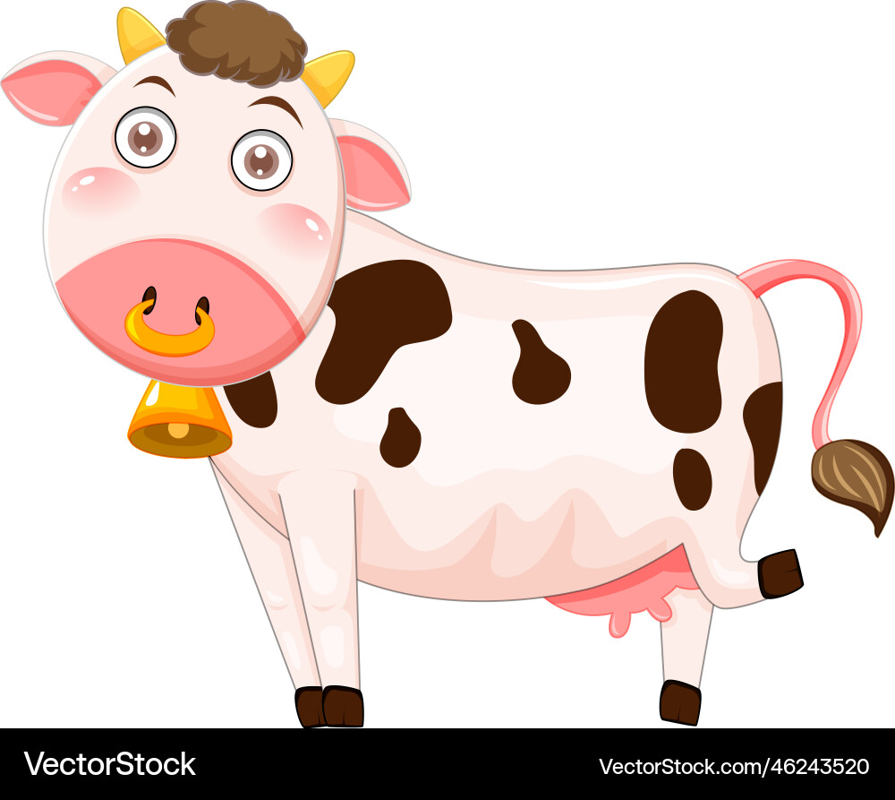 Cute cow cartoon character Royalty Free Vector Image