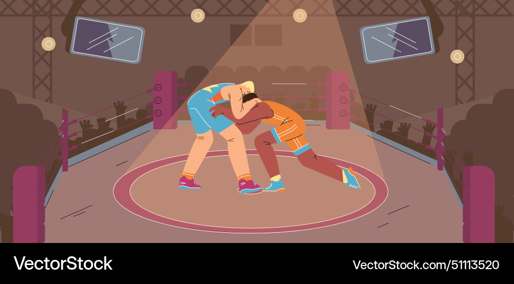 Focused wrestling competition Royalty Free Vector Image
