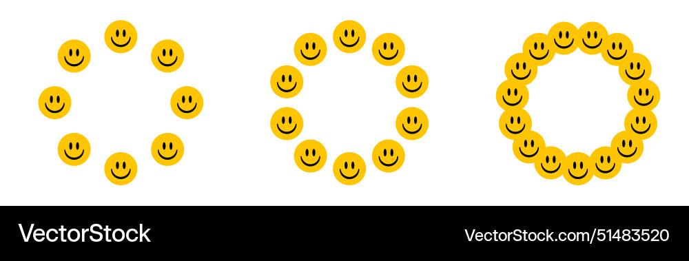 Happy smile face circle frame smiley emoji Vector Image