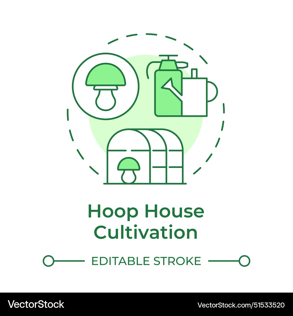 Hoop house cultivation soft green concept icon Vector Image