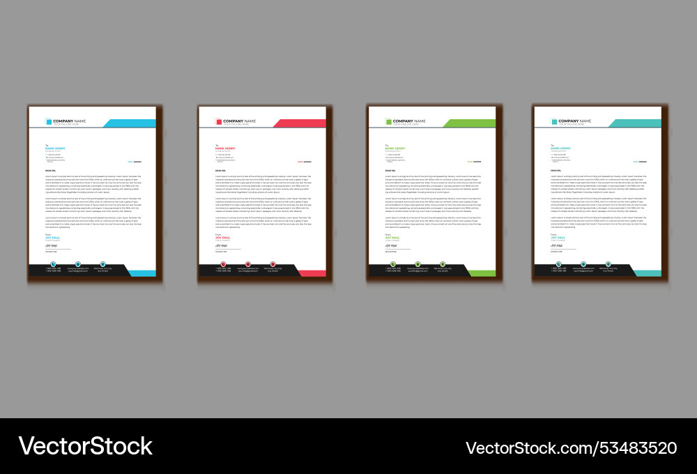 Letterhead color variation bundle Royalty Free Vector Image