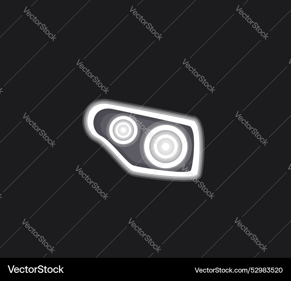 Modern car headlight shining in the dark close up Vector Image