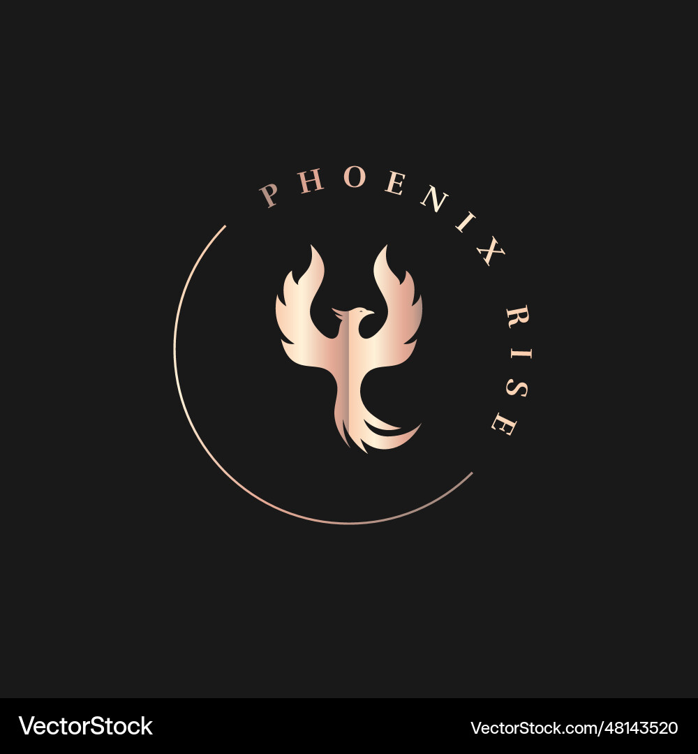 Phoenix round logo on black background Royalty Free Vector