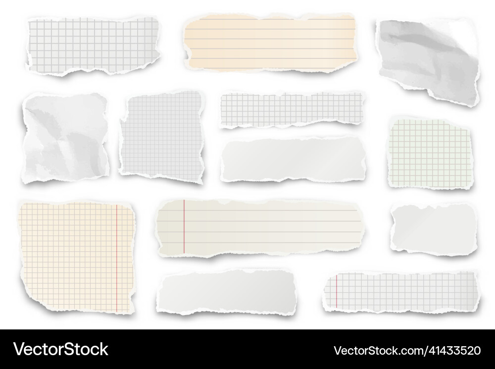 Ripped paper strips realistic crumpled Royalty Free Vector