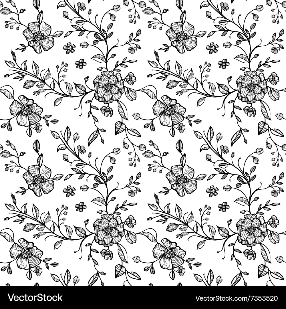 Seamless pattern with flowers and leaves Vector Image