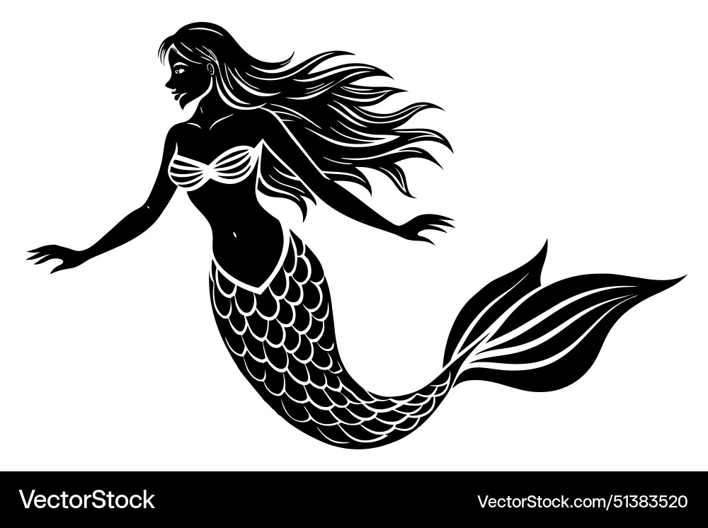 Siren shadows mermaid silhouette ep Royalty Free Vector