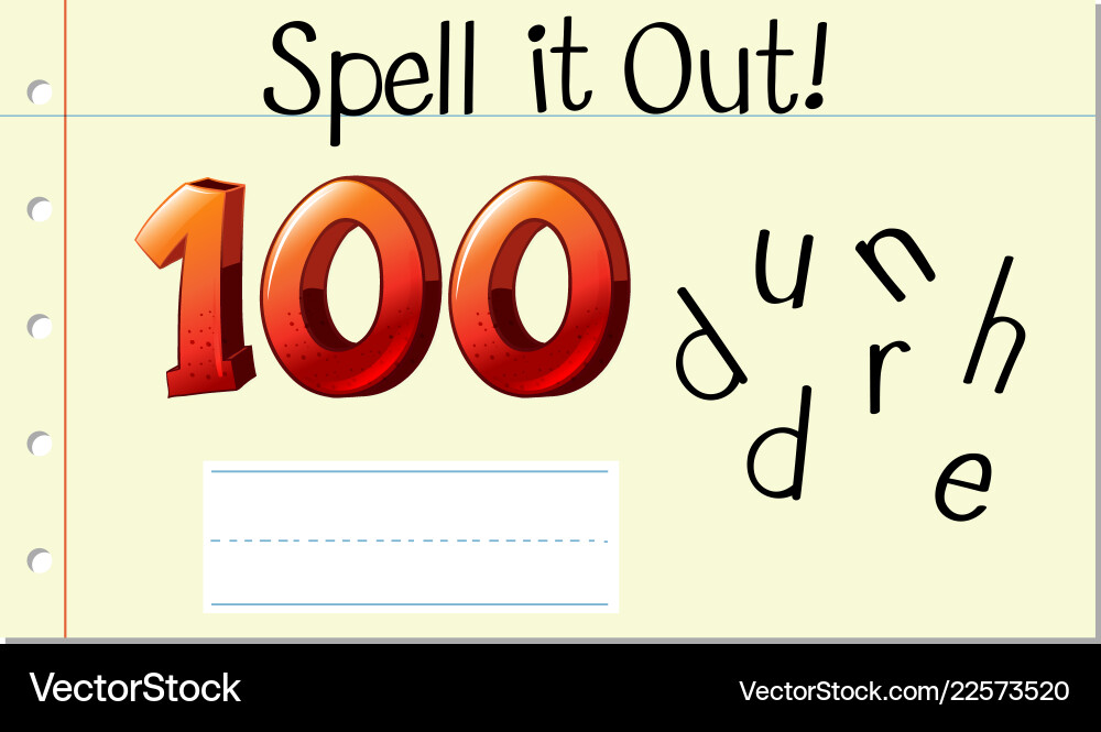 Spell english word hundred Royalty Free Vector Image