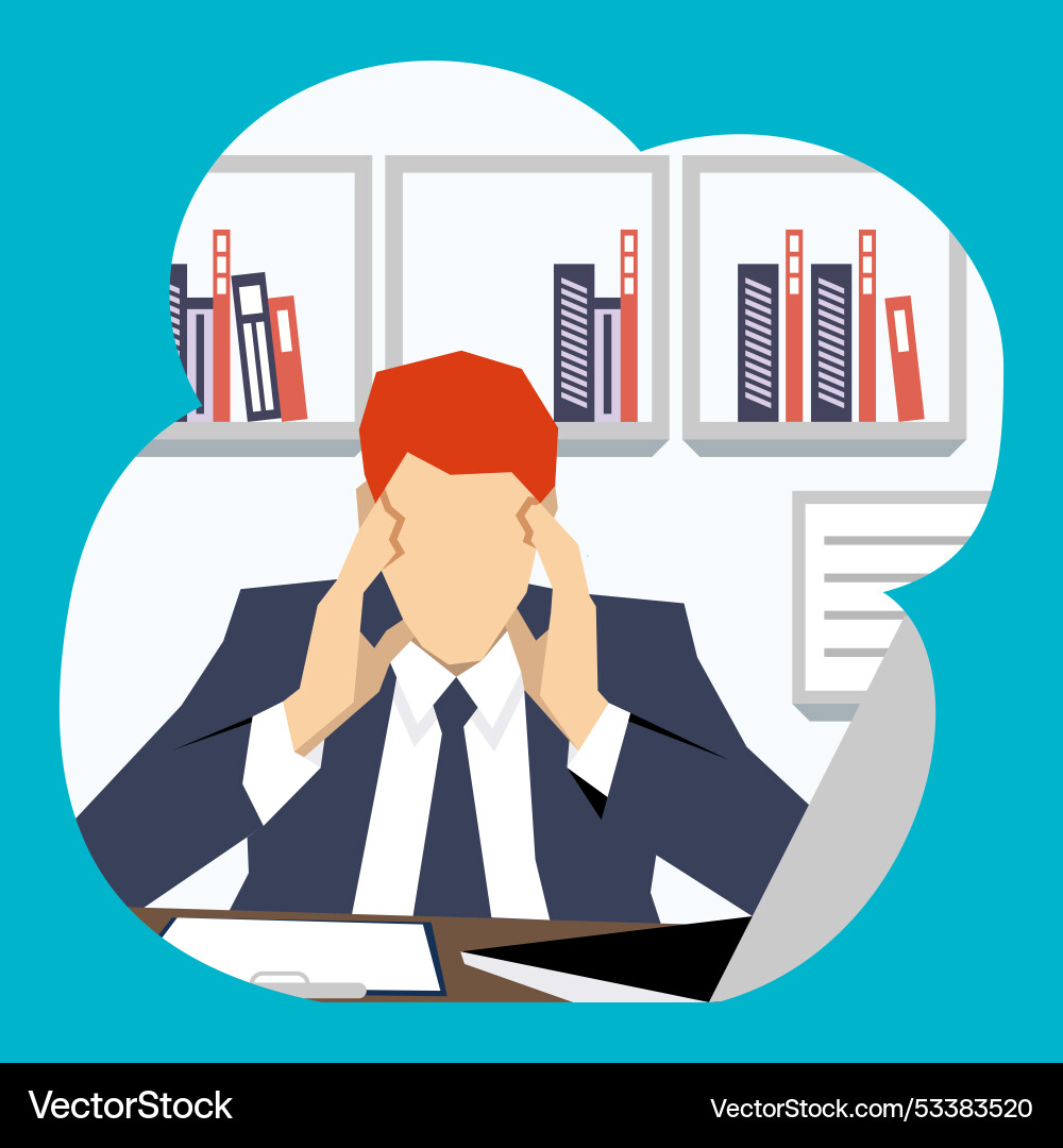 Stress people adult male sad problem work Vector Image
