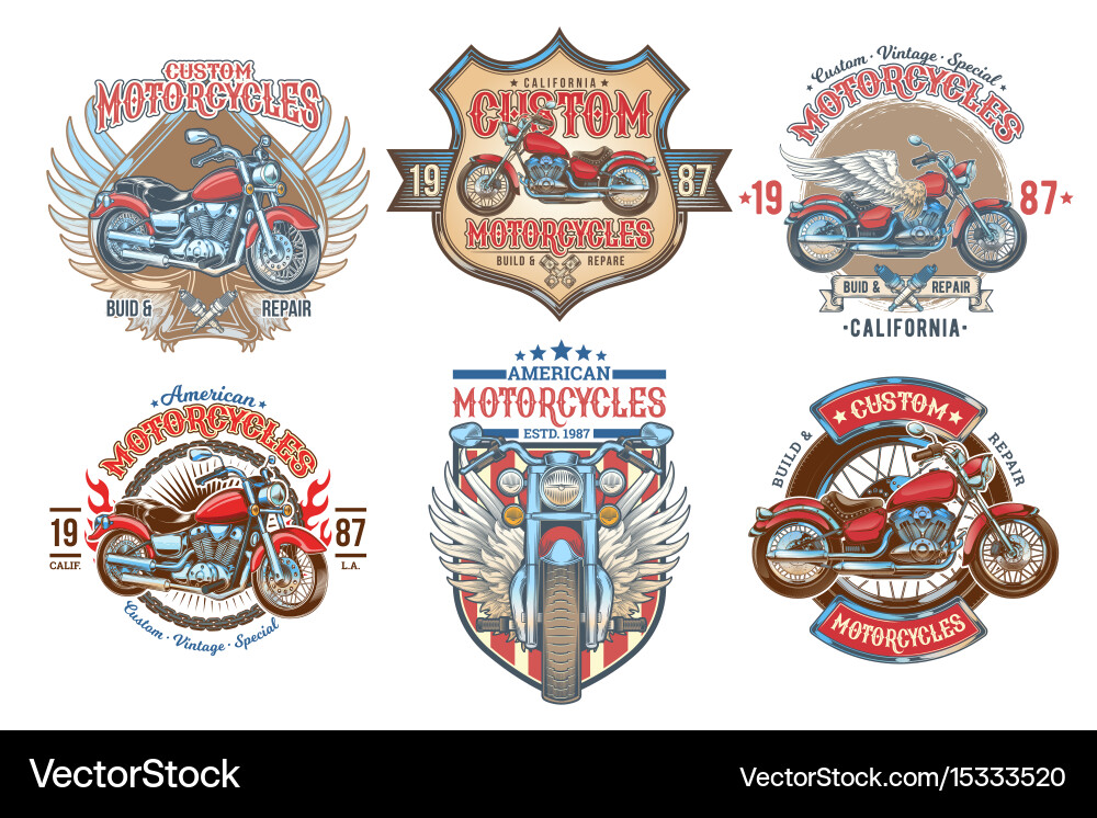 Vintage Motorcycle Badges & Emblems Royalty Free Vector