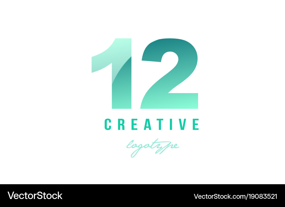 12 twelve green pastel gradient number numeral Vector Image