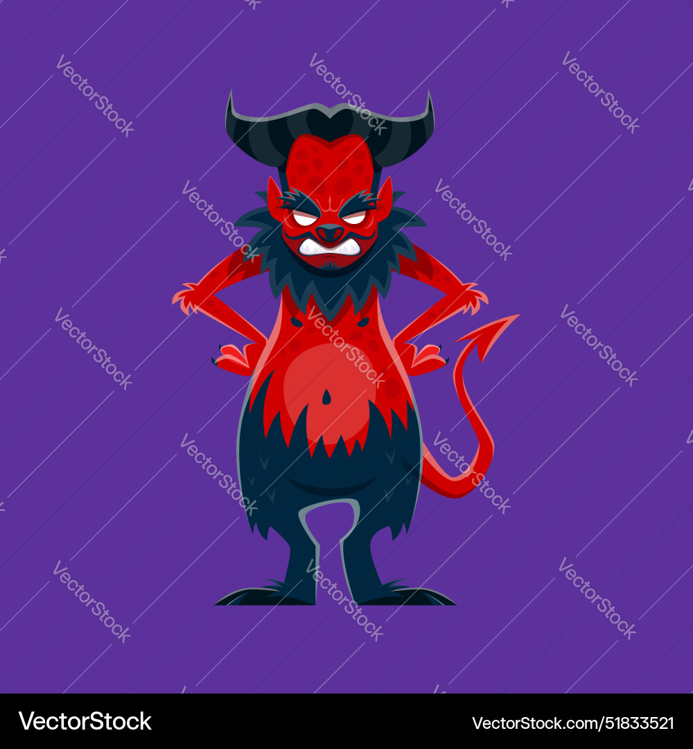 Cartoon halloween devil evil character creepy imp Vector Image