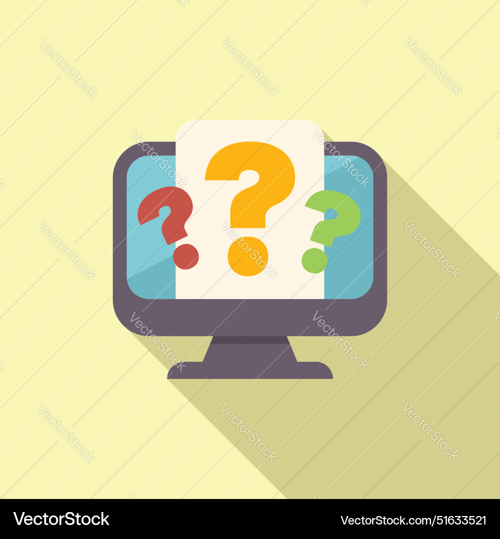 Computer showing question marks on screen with Vector Image