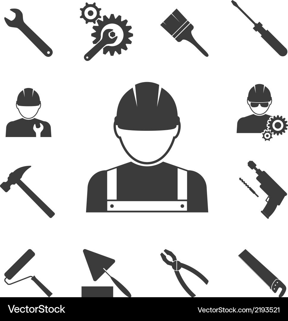 Construction worker icons Royalty Free Vector Image