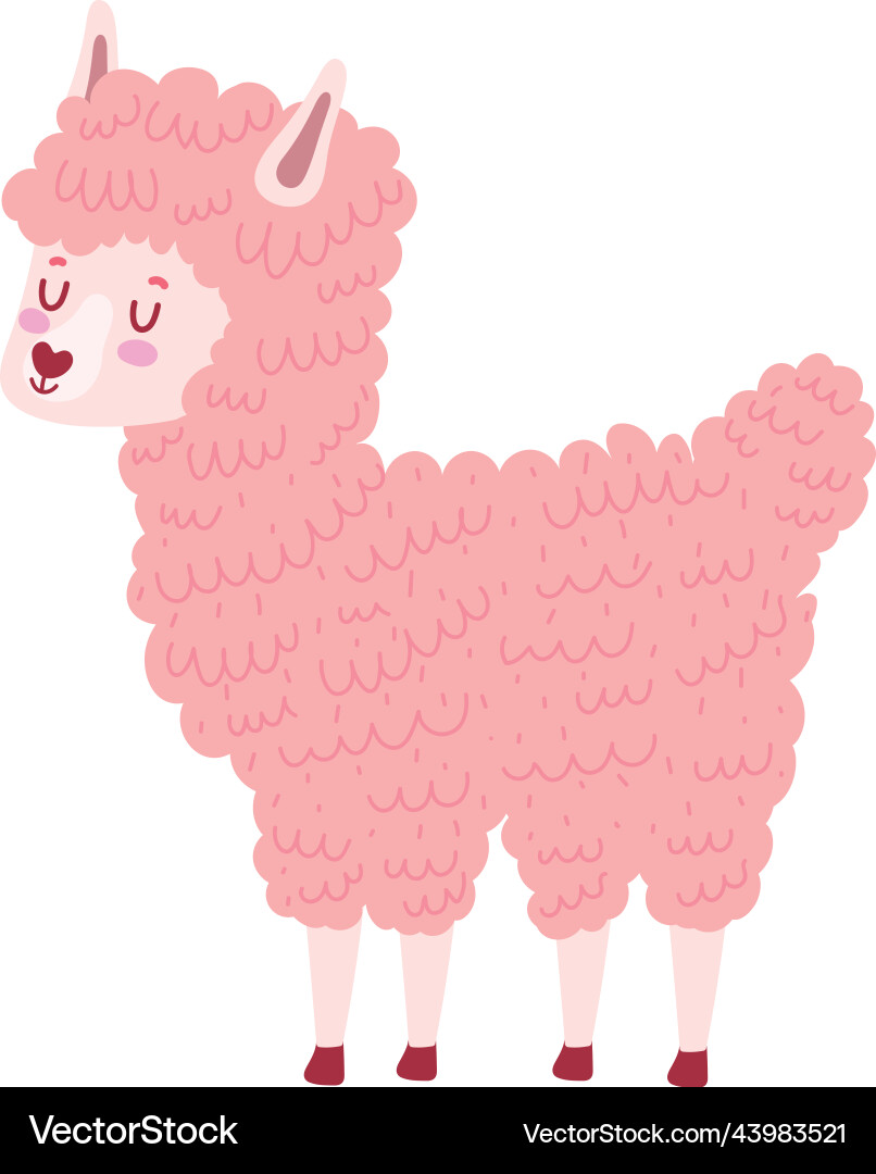 Cute pink llama Royalty Free Vector Image - VectorStock