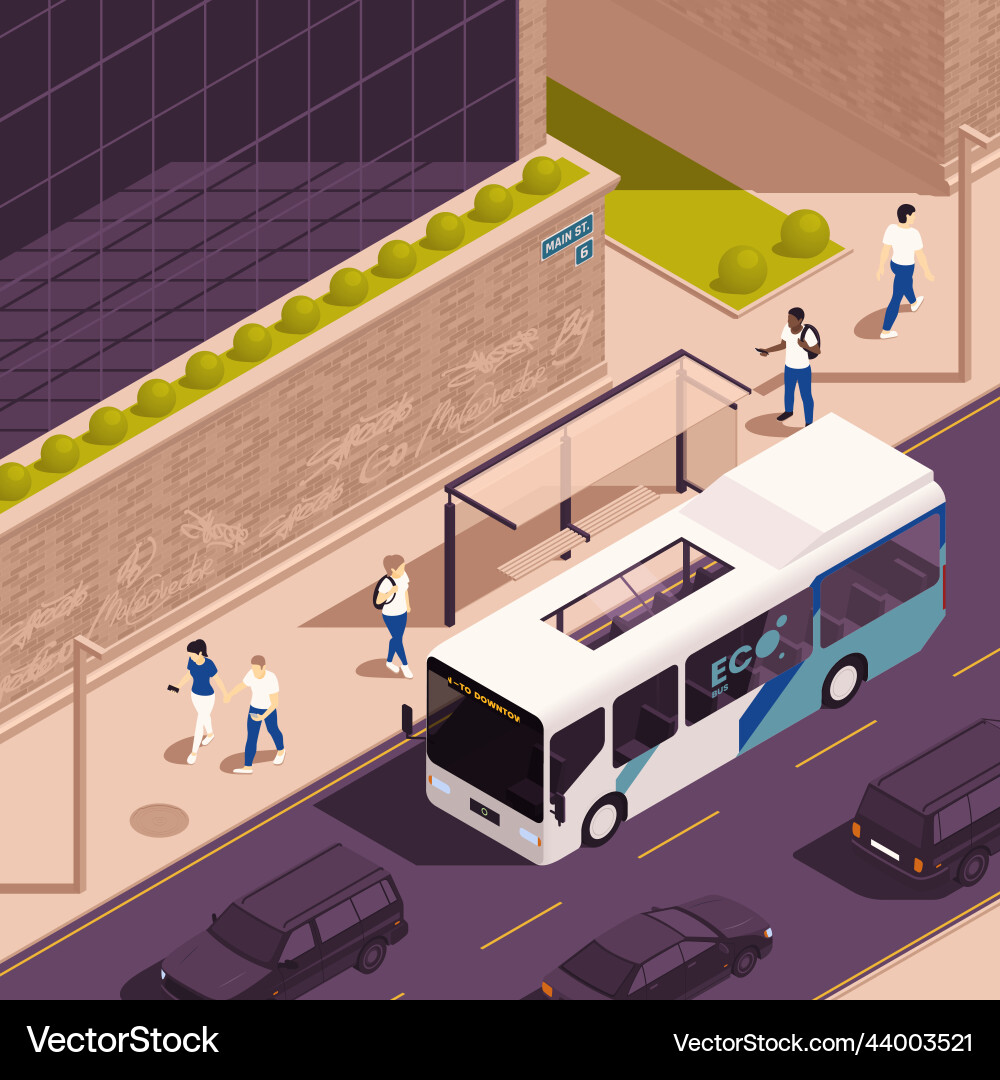 Electric bus isometric Royalty Free Vector Image