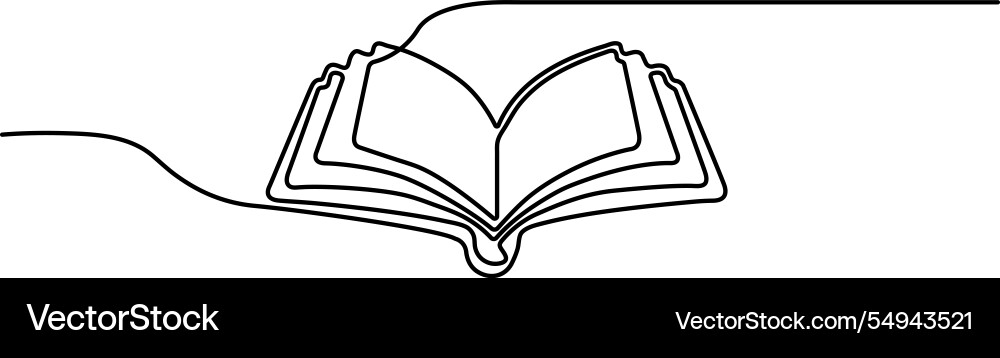 Open book one line drawing - minimalist Royalty Free Vector