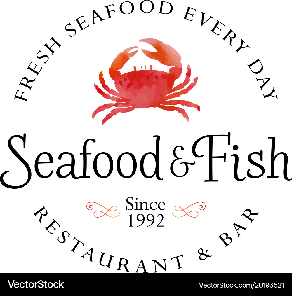 Seafood restaurant logo red crab silhouette emblem