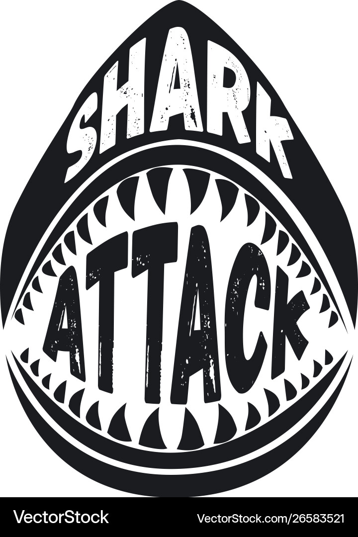 Shark attack sign on white background Royalty Free Vector