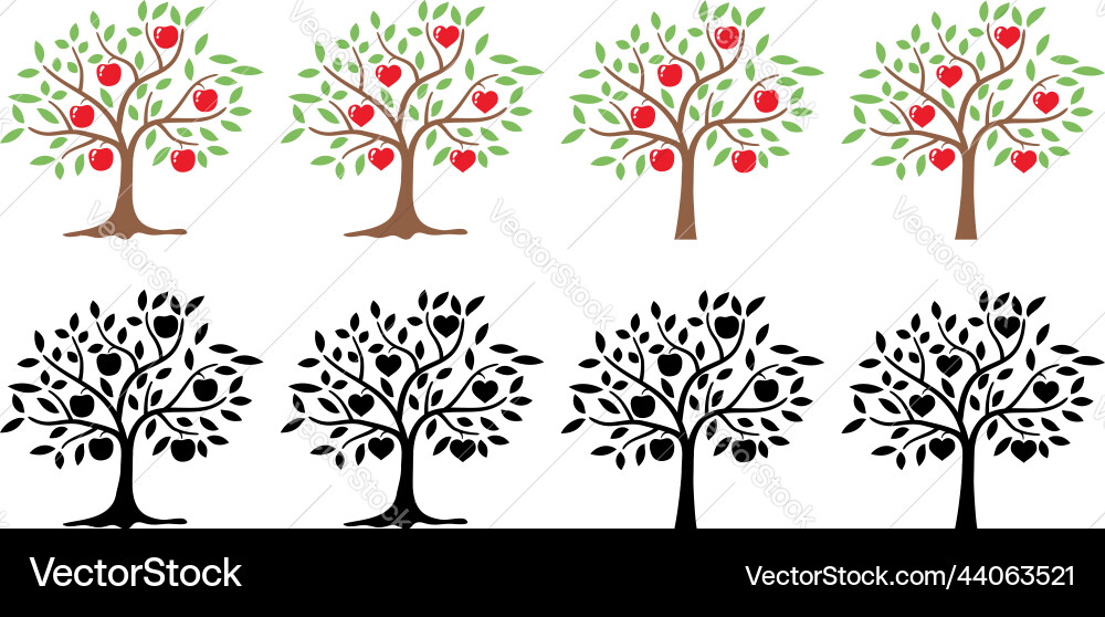 Stylized Apple Trees - Heart Motif Royalty Free Vector Image