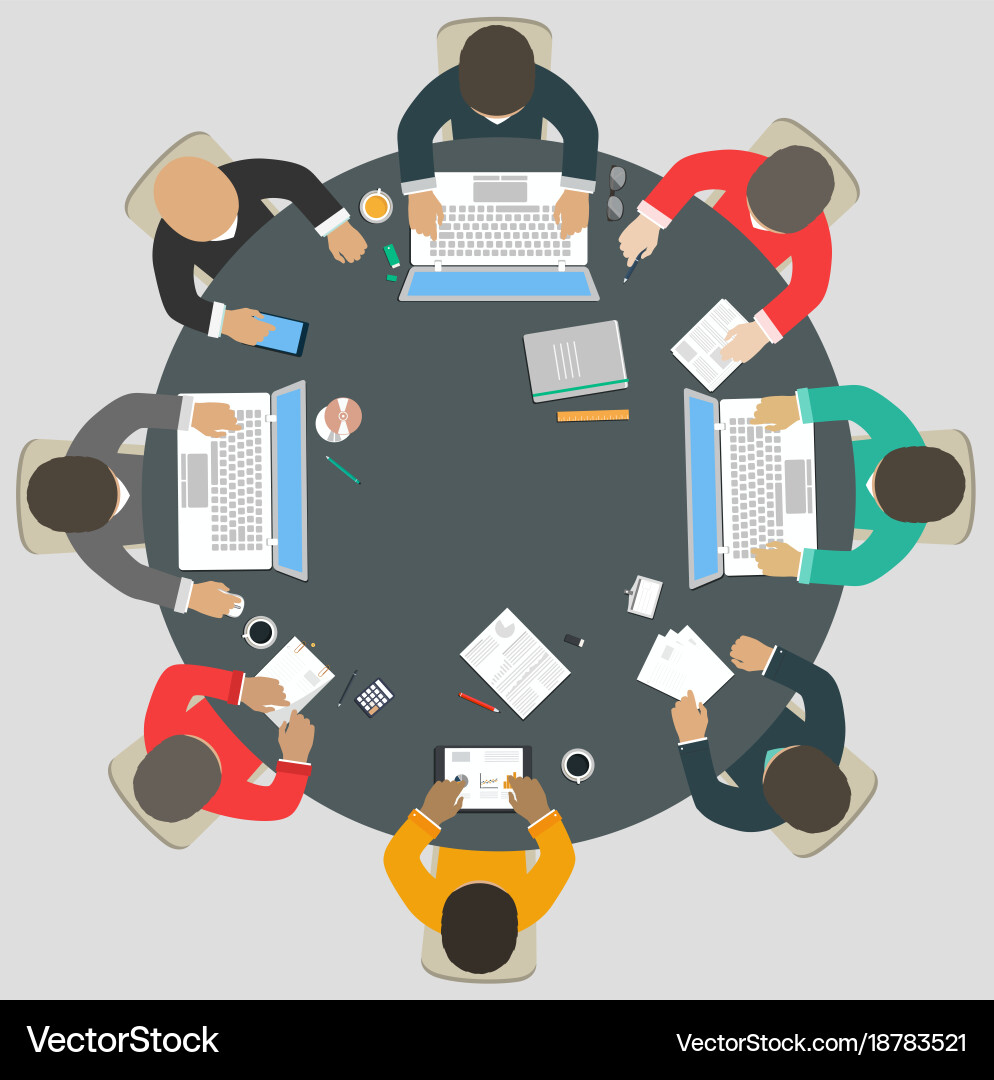 Teamwork for roundtable Royalty Free Vector Image
