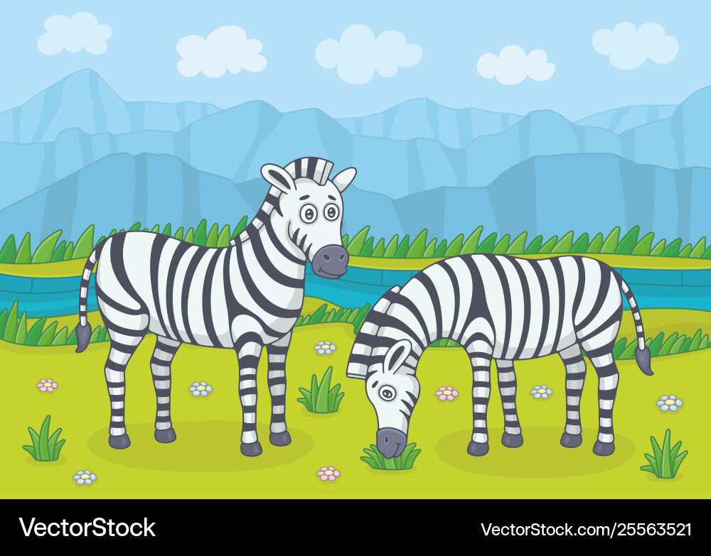 Two zebras in nature Royalty Free Vector Image