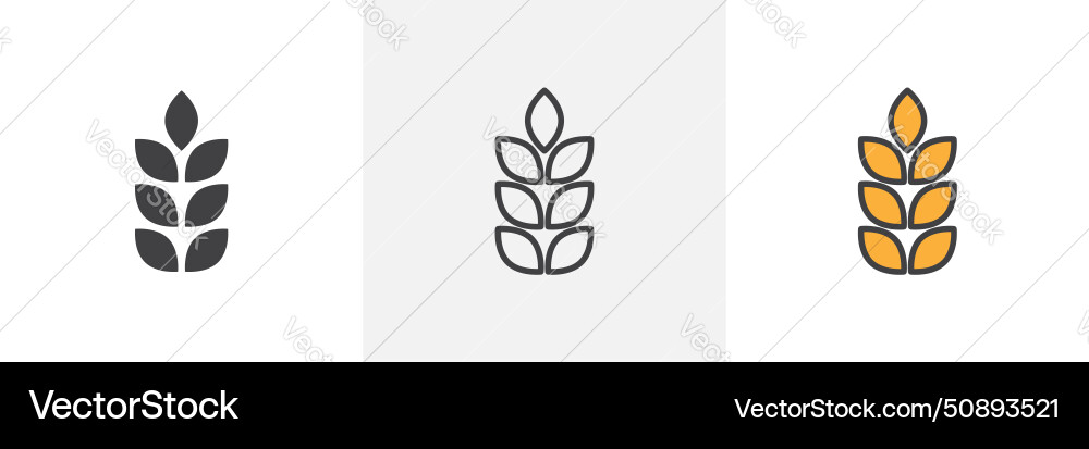 Wheat icon set barely and whole grain Royalty Free Vector
