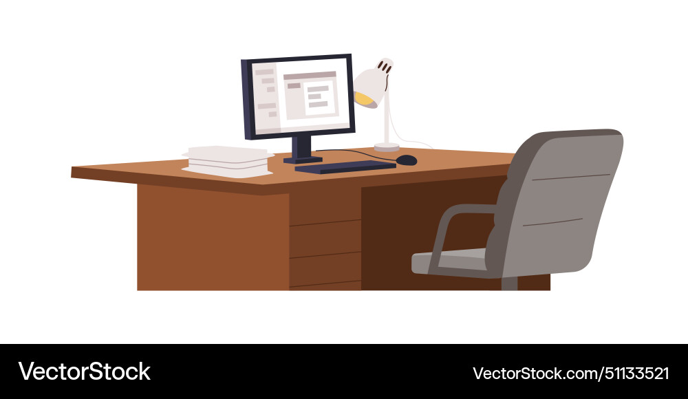 Workplace with desk empty vacant office chair Vector Image