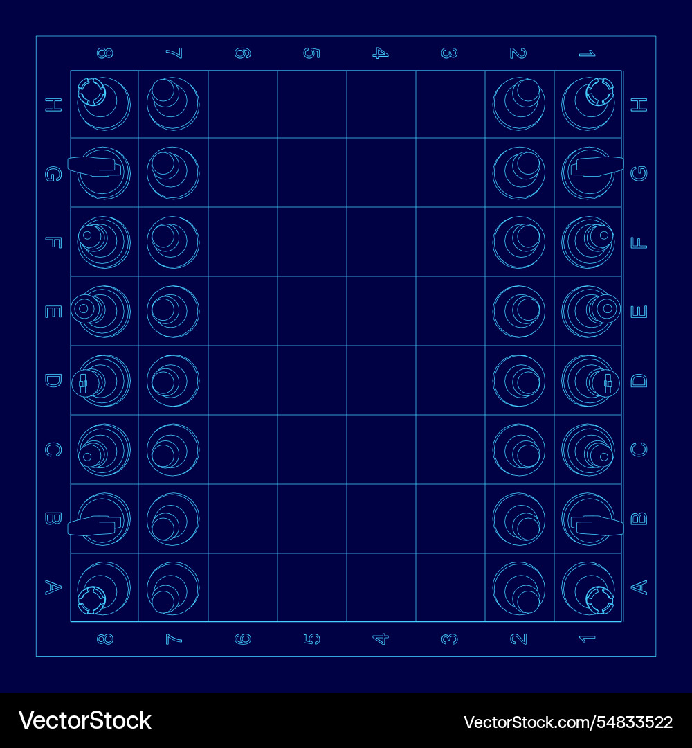 Blue contour chess board Royalty Free Vector Image