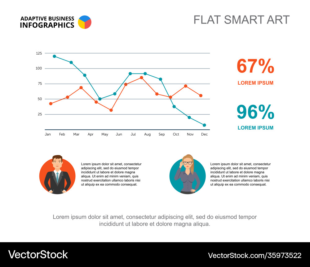 Business infographics with line chart Royalty Free Vector