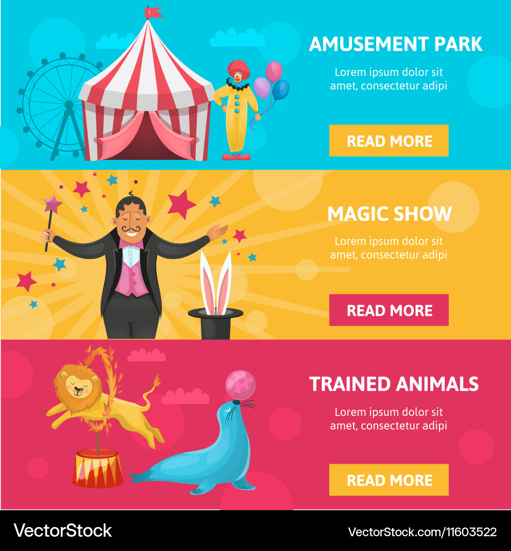 Circus entertainment banners set Royalty Free Vector Image