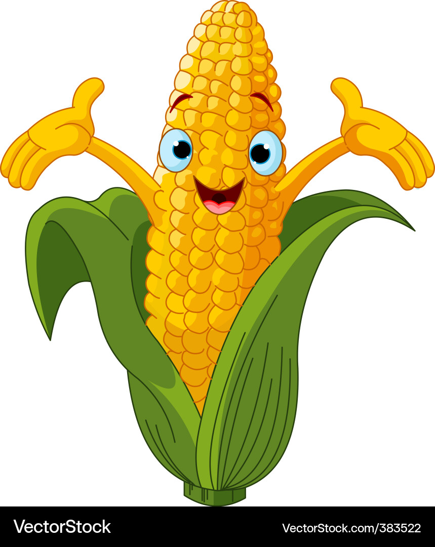 Corn cartoon character Royalty Free Vector Image