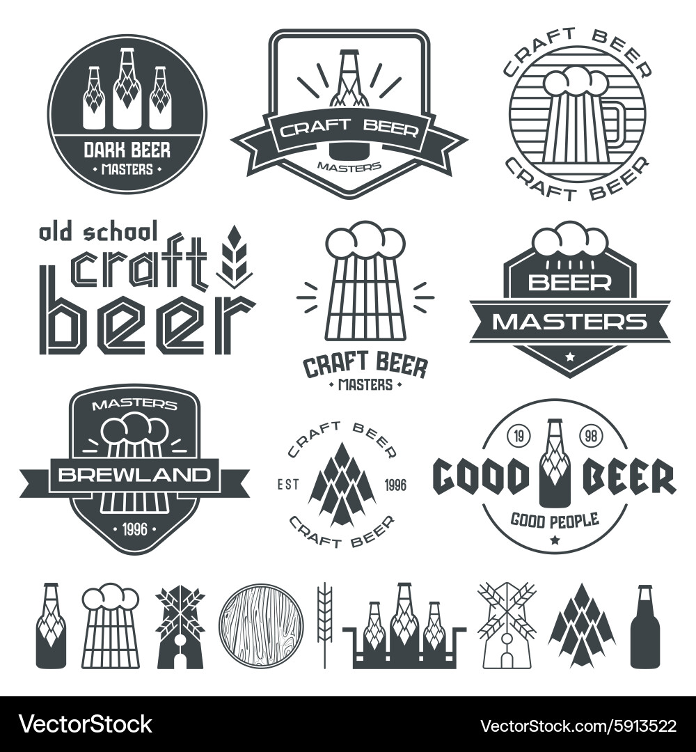 Craft beer brewery emblem Royalty Free Vector Image